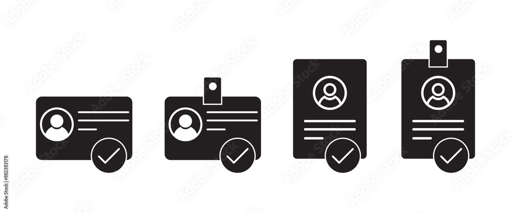 ID Card icon collection. Employee clerk card, driver license ...