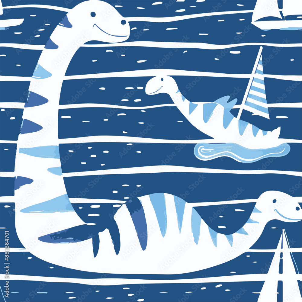 Seamless patterns featuring dinosaurs in various styles, from Cambrian ...