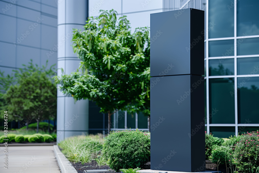 Blank Segmented Dark Metal office park monument sign for branding Stock ...