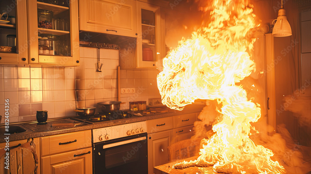 Fire in the Kitchen Residential Fire: Emergency Situation, Home Safety ...