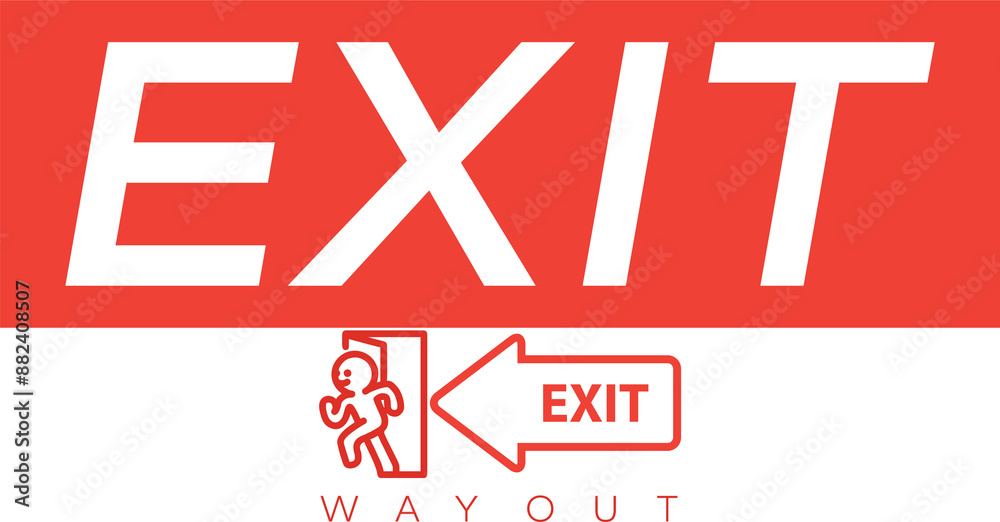 Exit Sign, Exit Sign in red color, Sign use for All Public places and ...