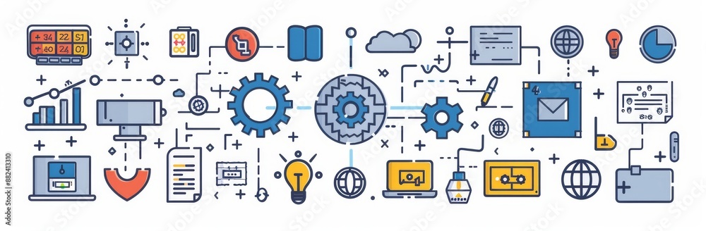 Set of doodles with software code icons. Hand drawn, modern ...