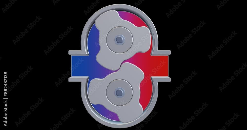 Tri-lobe pump animation; rotary pump system; rotating machinery; Three ...