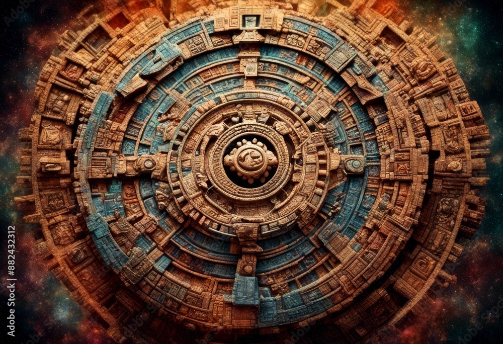 computer collage structure mayan abstract ancient wall calendar ...