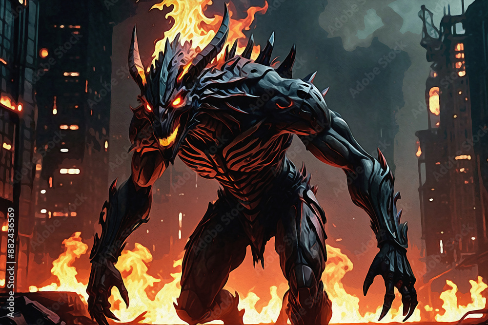 Generative ai art of Fire Mythical Creature in Detailed Fantasy Art ...