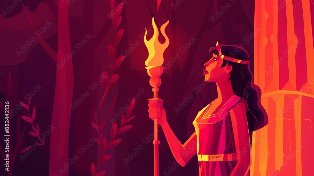 Enigmatic Goddess of Magic and Mystery - Flat Cartoon Vector ...