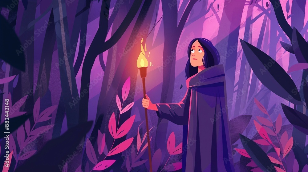 Mystical Goddess of Witchcraft and Magic - flat cartoon vector ...