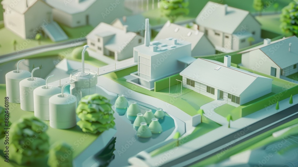 An abstract 3D animation of a sustainable water management system with ...