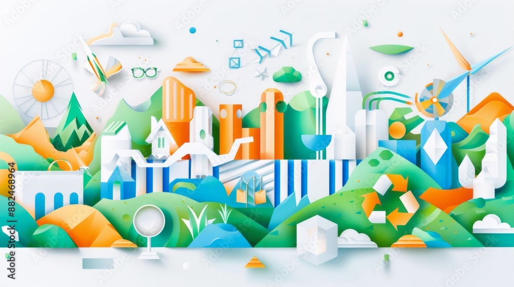 An abstract representation of a circular economy ecosystem with ...