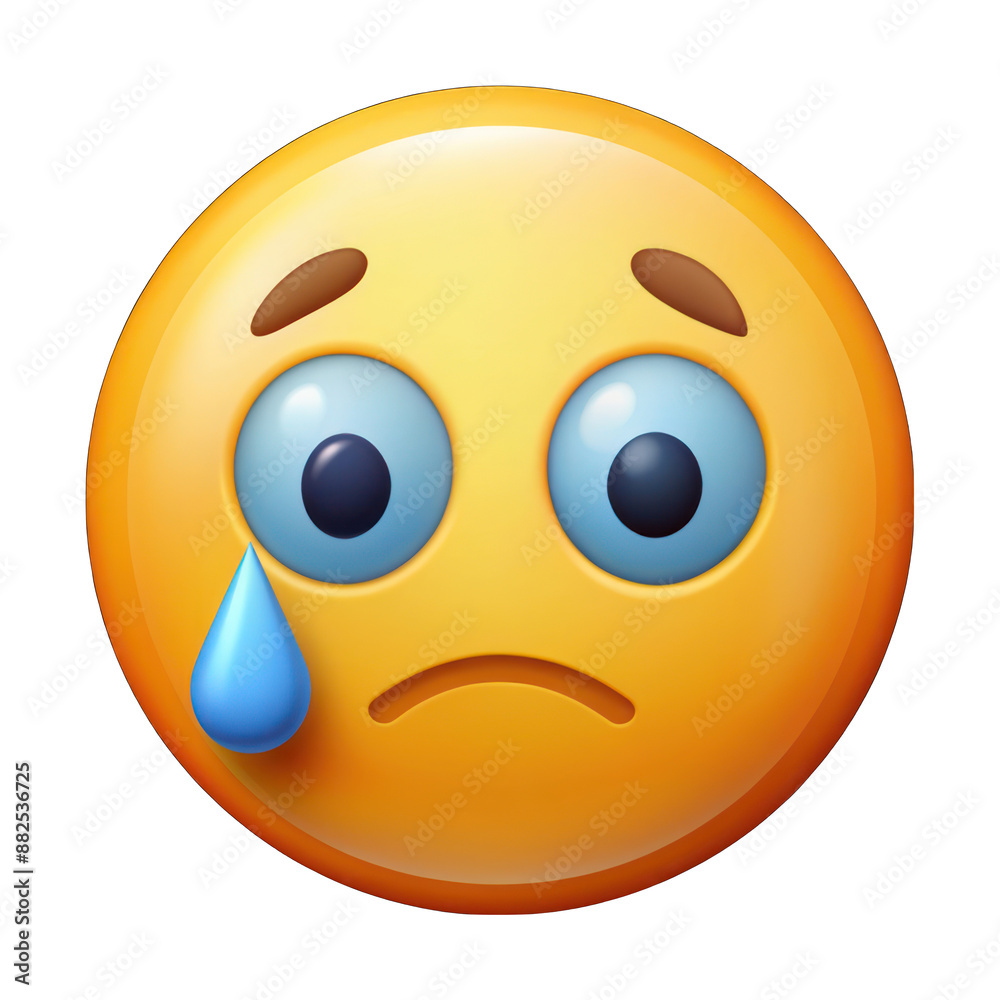 Awkward emoji Embarrassed emoticon, yellow face with sweat drop on ...