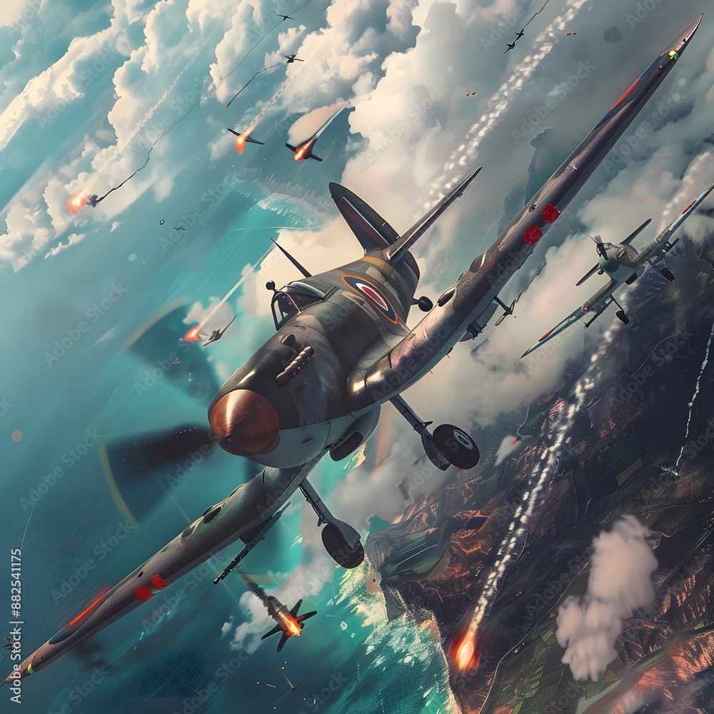 Design an epic aerial dogfight scene between World War II ace pilots ...