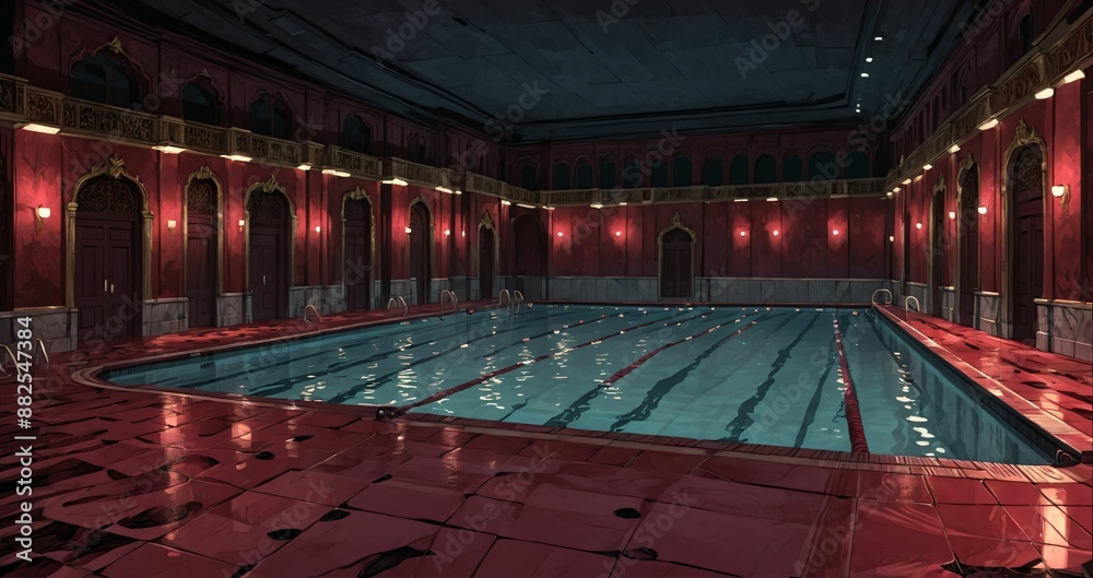 indoor spa resort bathhouse with hot tub and swimming pool in interior ...