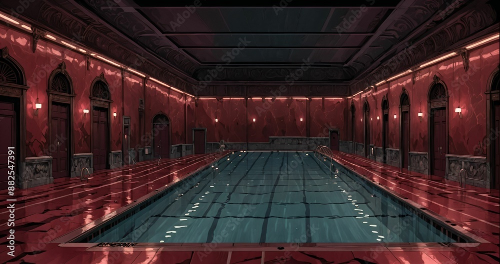 indoor spa resort bathhouse with hot tub and swimming pool in interior ...