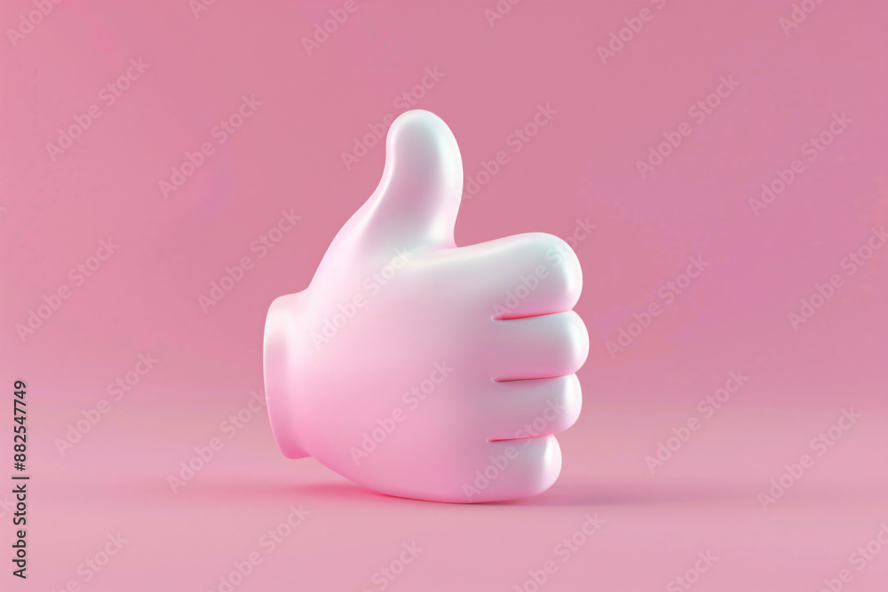 Pink Thumbs Up Emoji on Pink Background. Stock Illustration | Adobe Stock