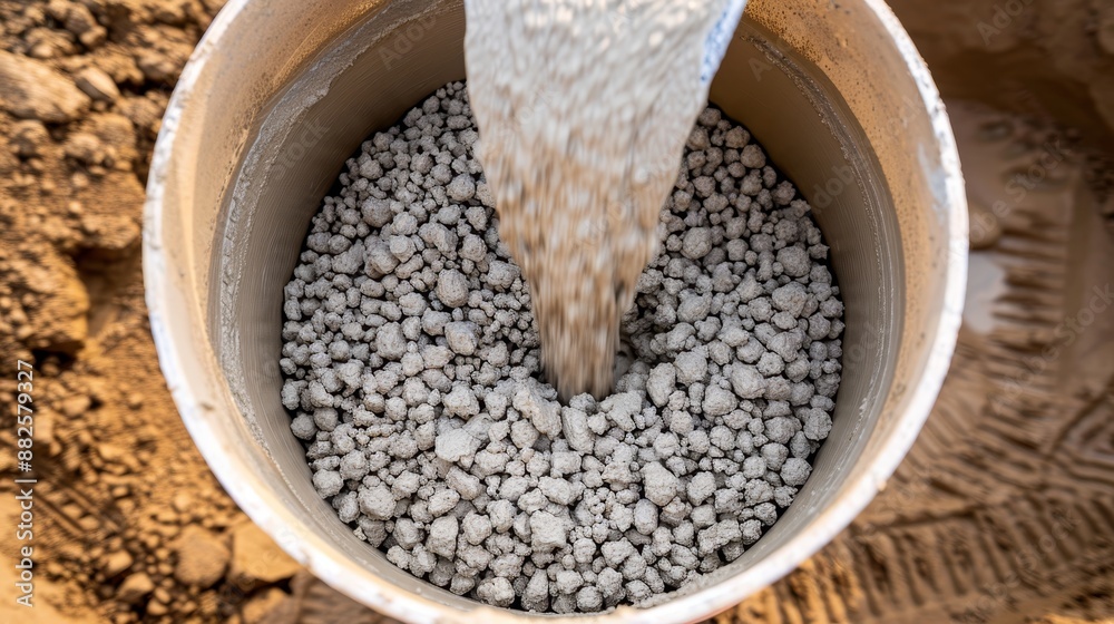 Cement mixing process, showing the combination of Portland cement ...