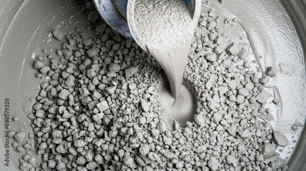 Foto de Cement mixing process, showing the combination of Portland ...