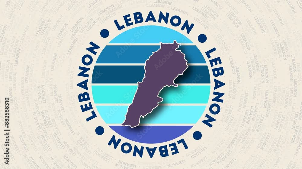 Lebanon logo intro. Badge with the circular name and map of the country ...