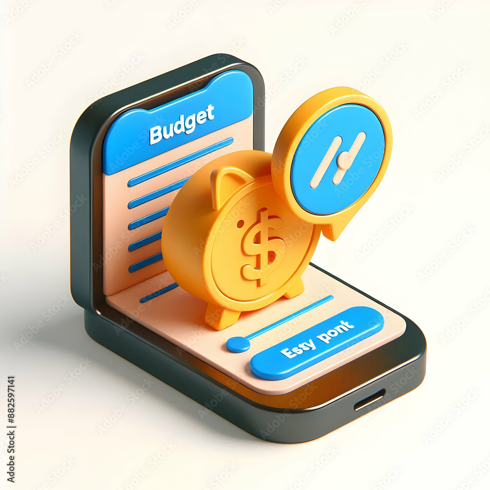 3D Flat Phone Icon with Budget Tracker Concept | Budget Tracking App ...