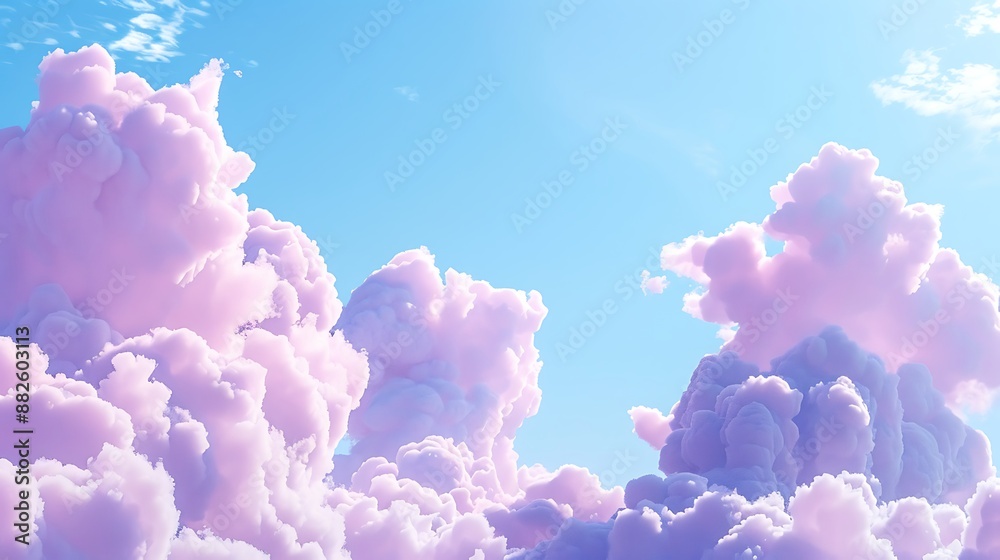 **Lavender cloud wallpaper on a solid sky blue background, with fluffy ...
