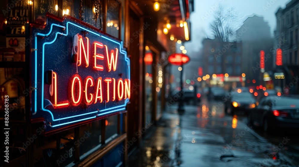 Neon Sign that reads “NEW LOCATION “ - storefront - retail store ...