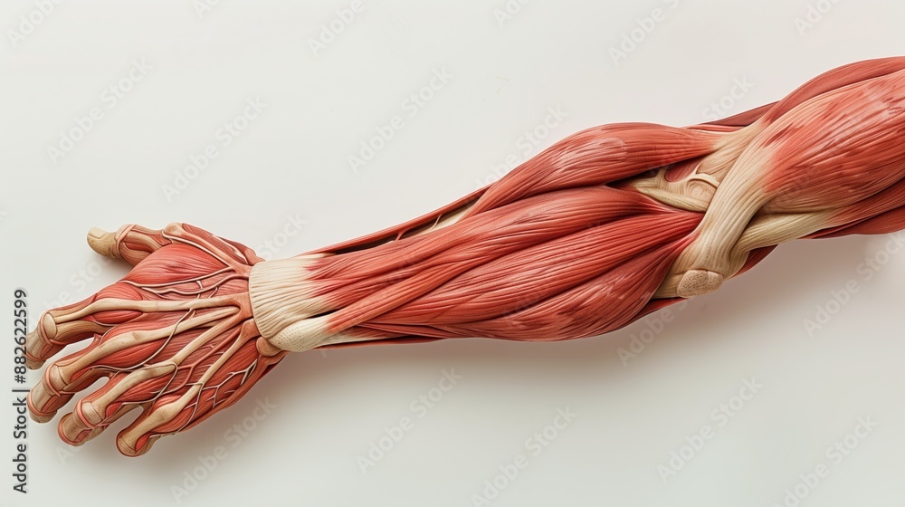 Detailed Illustration of Human Arm Muscles Showing Anatomical Structure ...