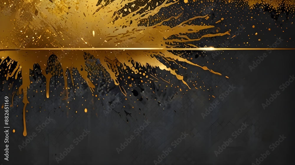 Gold sparkle splatter border . Gold Foil Frame Gold brush stroke on ...