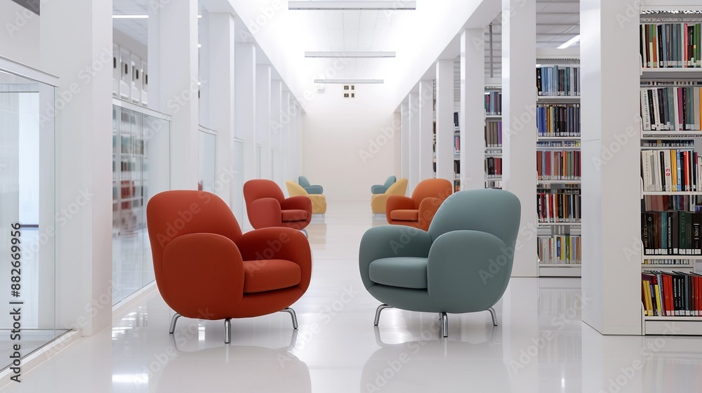 Architectural perspective of a modern university library with ...