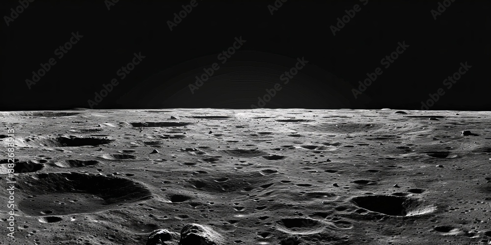 high resolution horizontal image of the lunar surface, we see a ...