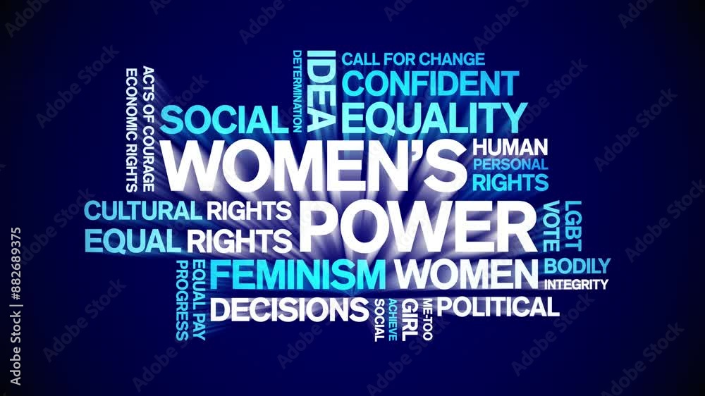 Women's Power animated word cloud;text design animation tag kinetic ...