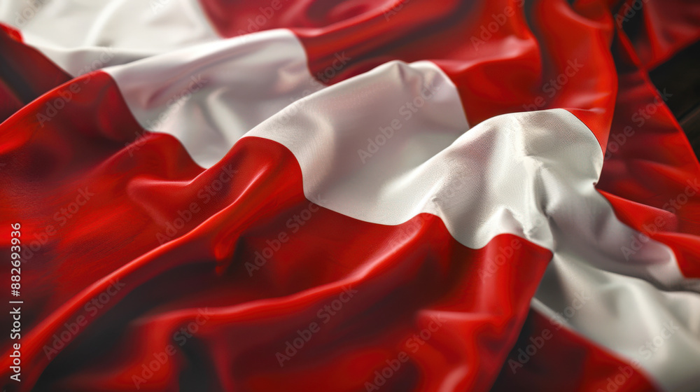 The red-white-red flag of Austria. The Austrian flag is waving in the ...