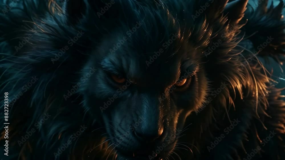 Werewolf, hairy man turning into a wolf. Mystical horror animation ...