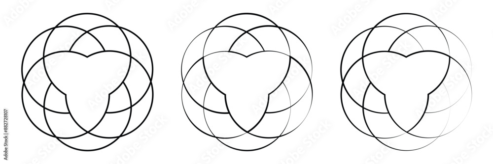 Venn diagram three overlapping circles chart line and solid. Business ...