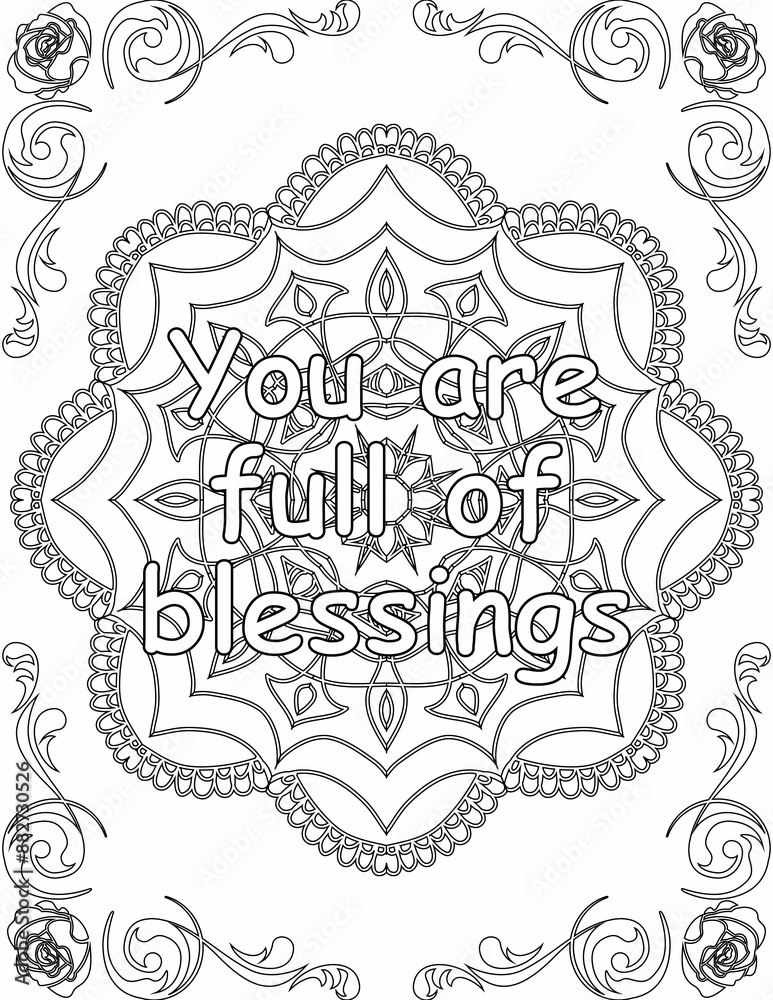 Printable mandala coloring page for kids and adults with positive quote ...
