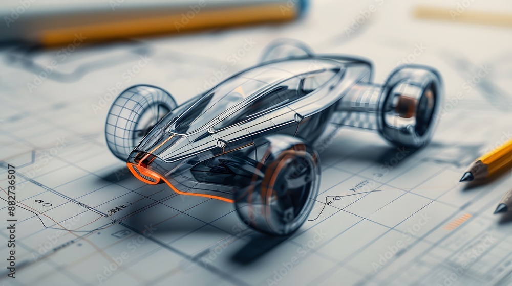 A highlighting the precise detailing of an engineer's pencil sketch on ...