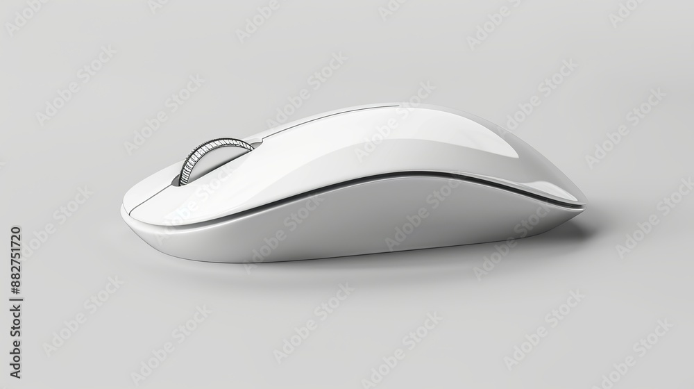 A sleek, contemporary white wireless computer mouse in realistic three ...