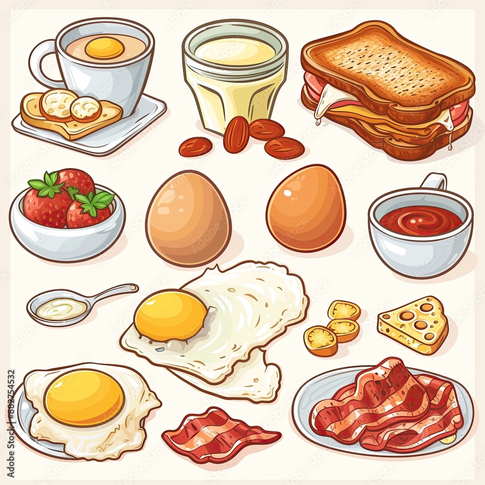 Breakfast Food and Drink Icon Set for Video Games Web Design App ...