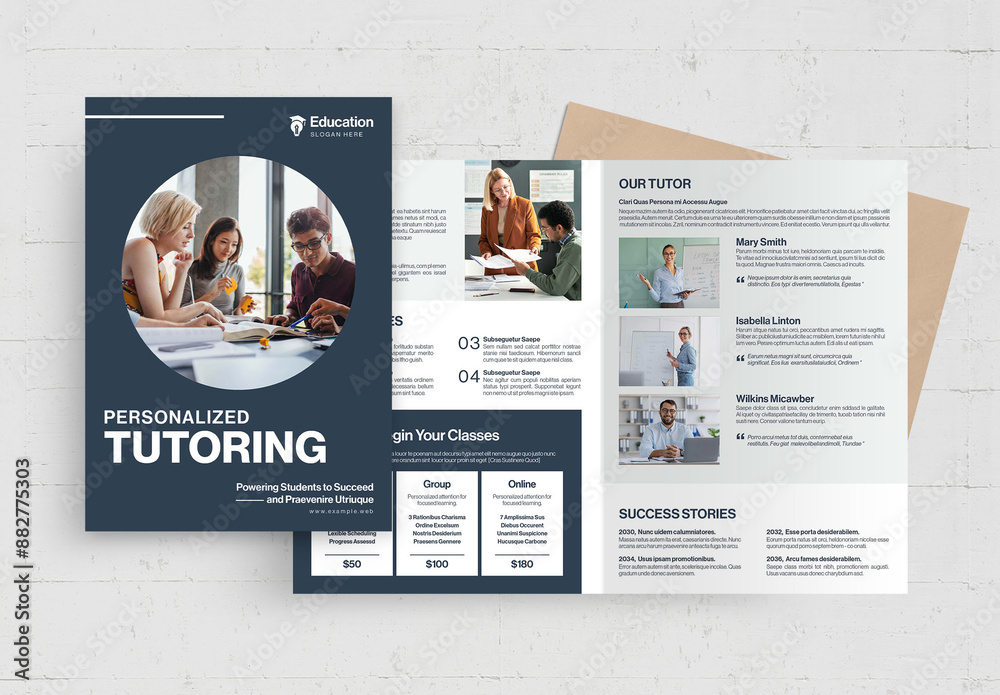 School Education Tutoring Bifold Leaflet Template Stock Template ...
