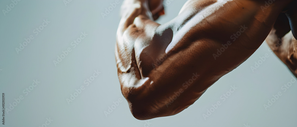 Detailed image showing muscular forearms, with defined muscle tone and ...