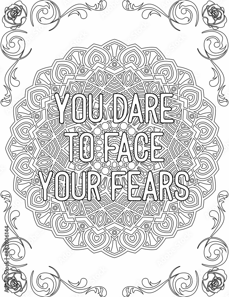 Printable mandala coloring page for kids and adults with motivational ...