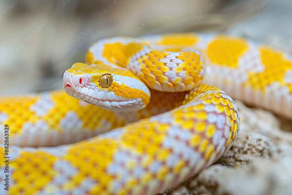 ภาพประกอบสต็อก Beauty of yellow snake Many species of snakes can have ...