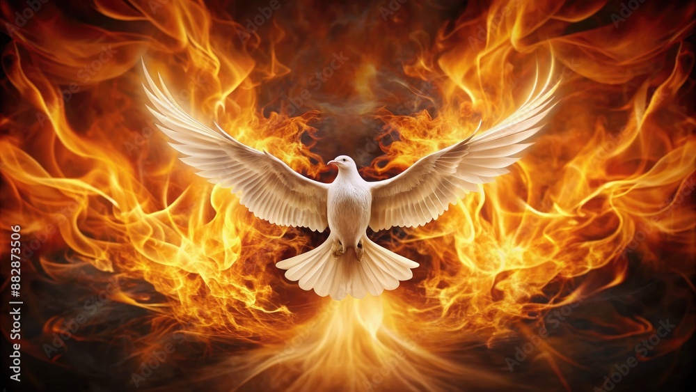 Spirit dove appearing in flames on Pentecost Sunday , Pentecost, Holy ...