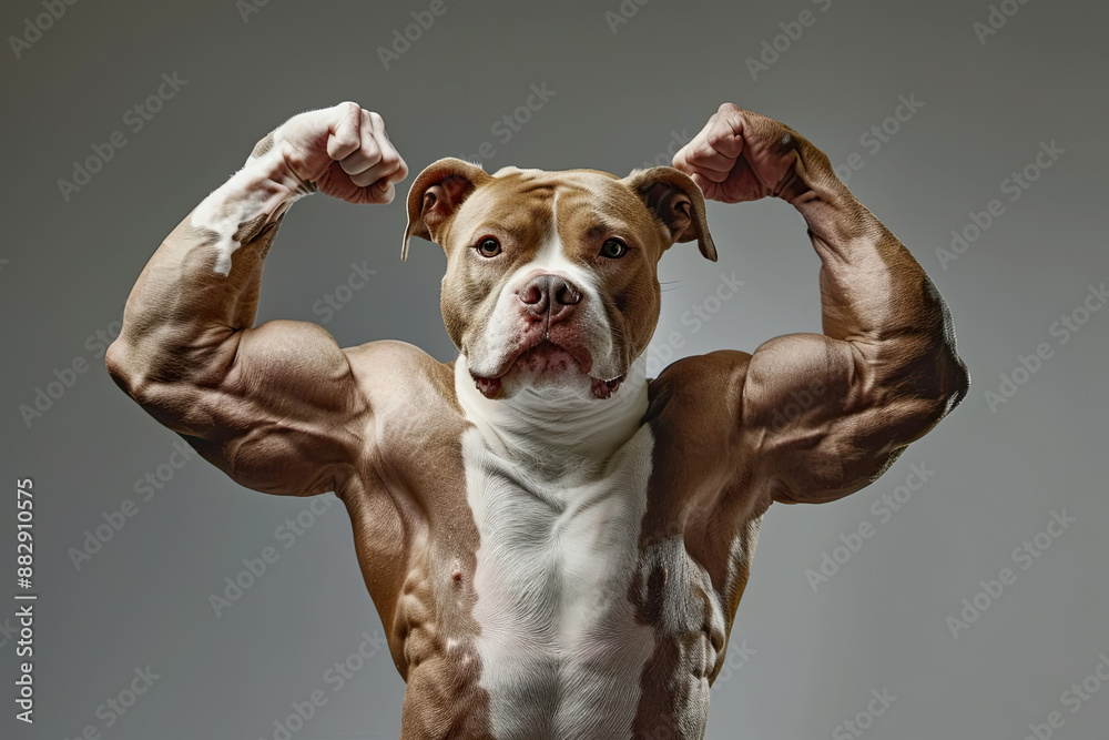 Bodybuilder Dog Flexing Muscles, Canine Fitness Model, Strong Pet ...