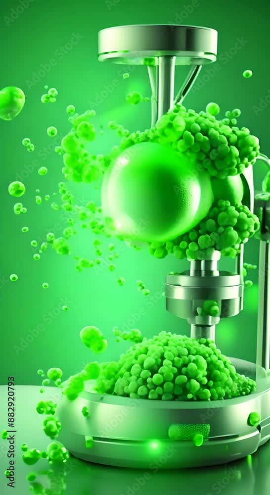 Green toxic poison animated bacteria cell and virus microscope 3d ...