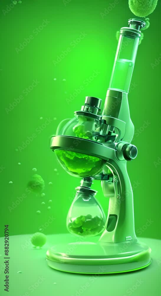 Green toxic poison animated bacteria cell and virus microscope 3d ...