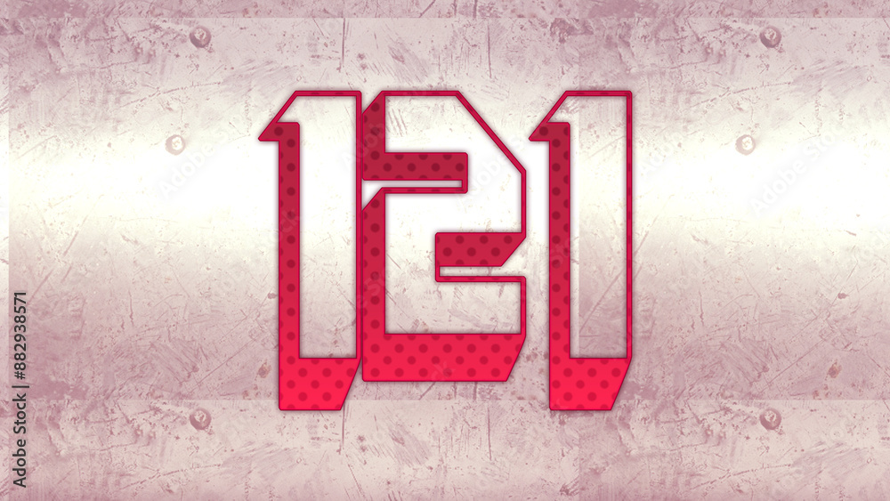 Cute 3d bold outline pink number design of 121 on white background ...