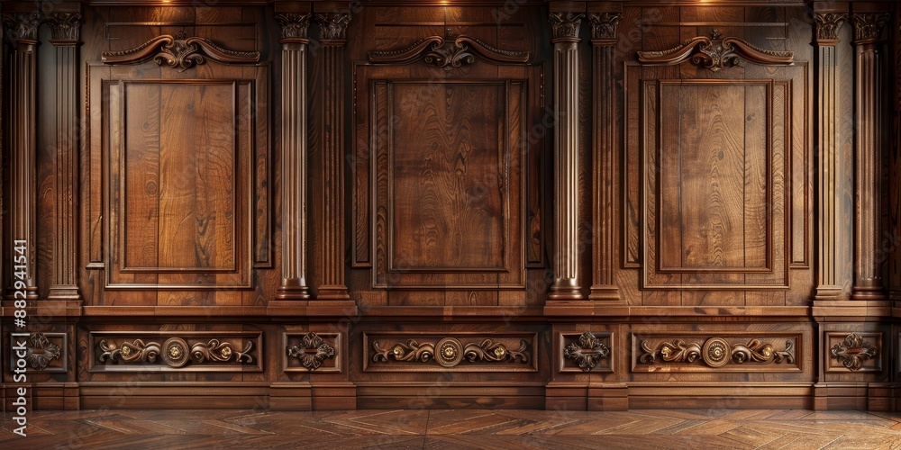 Classic premium luxury wood paneling wall background or texture. Highly ...