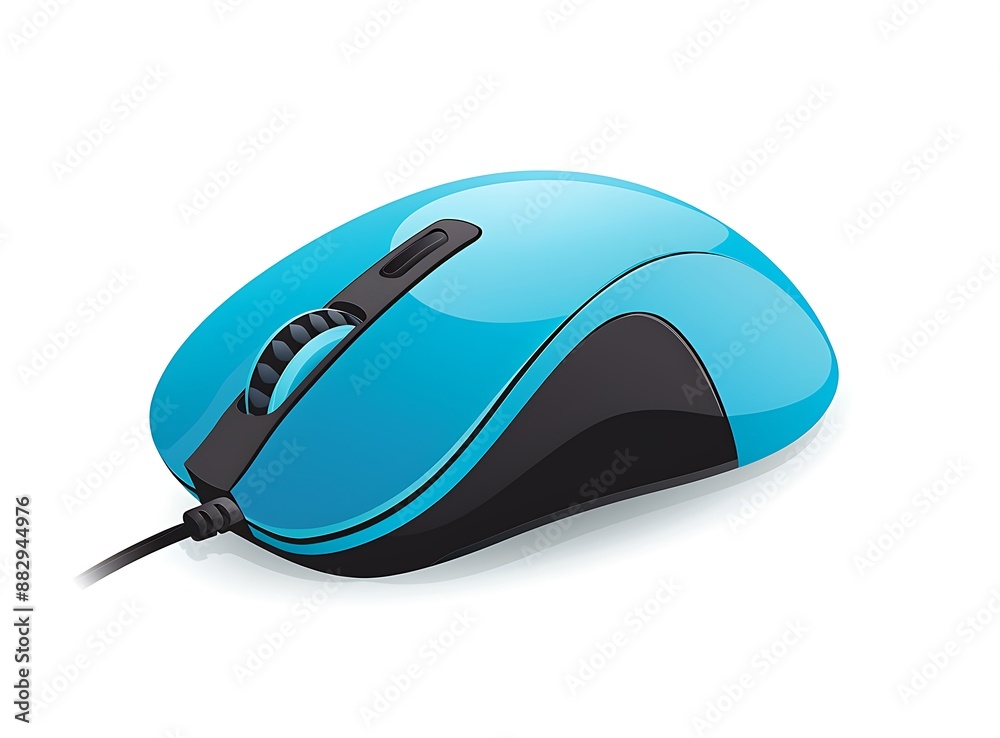 Cute cartoon vector style computer mouse on a white background, with a ...