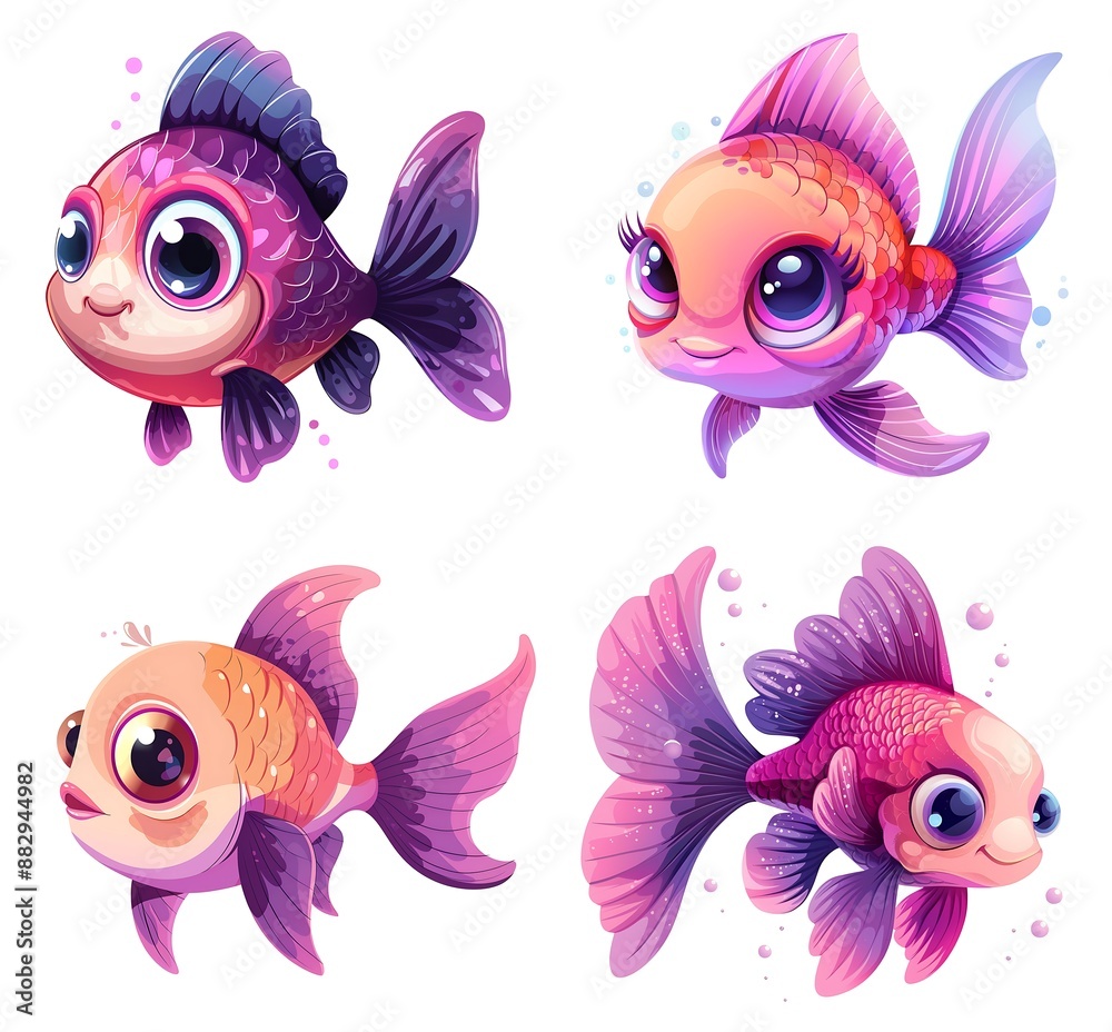 Cute cartoon vector illustration of an adorable pink and purple ...