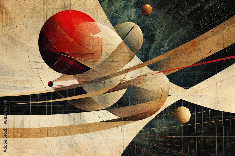 Celestial-themed intricate scientific still life An illustration of ...