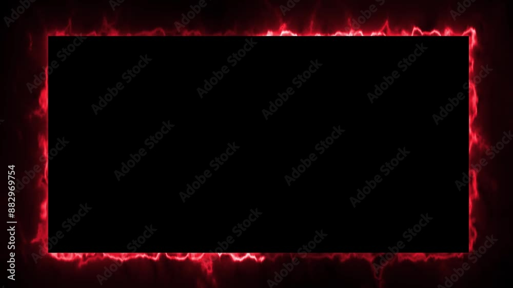 neon border frame, red glowing border, rectangle, square, frame, black ...